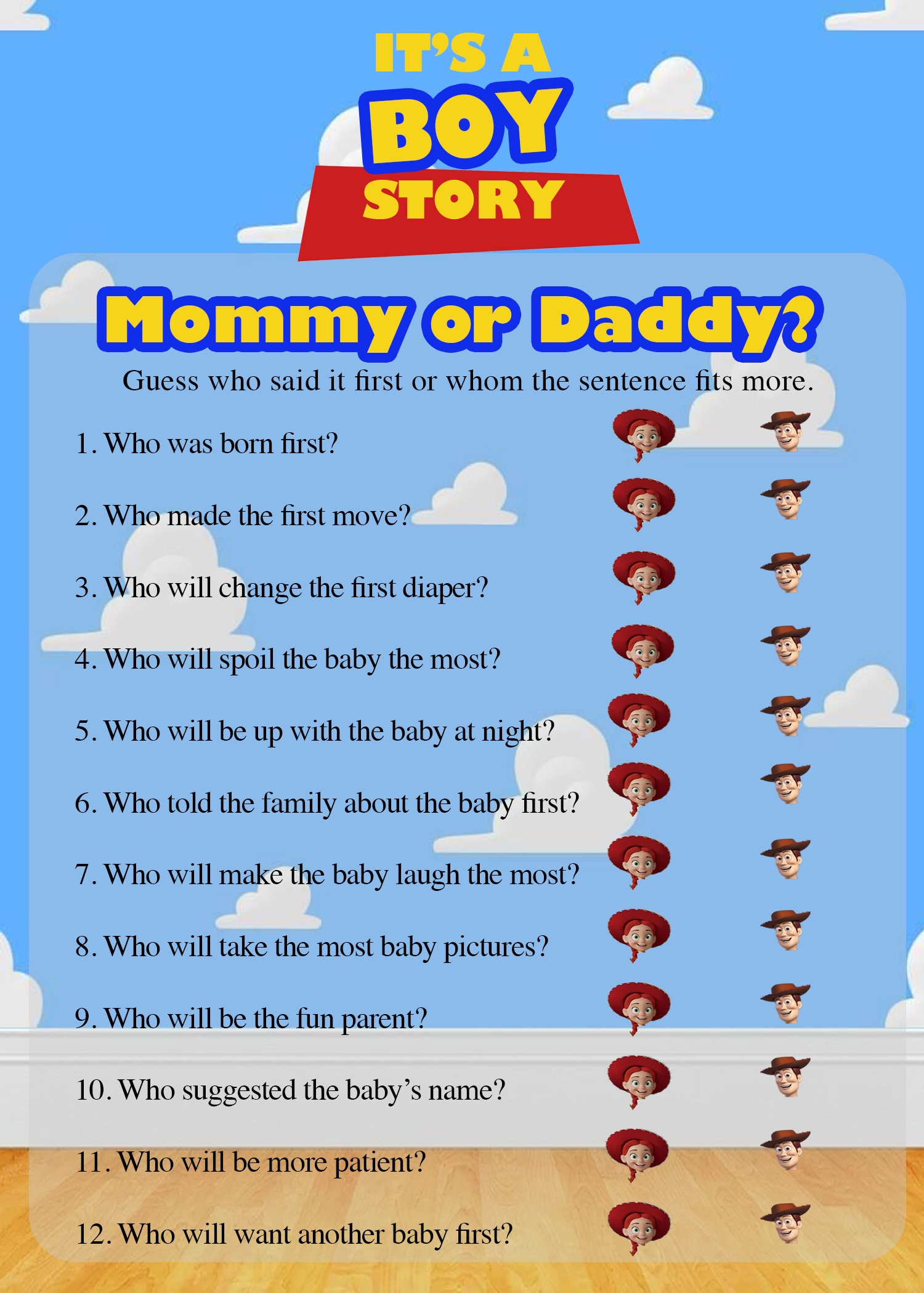 Toy Story 'it's A Boy Story' Baby Shower Game Collection With 8 Games ...