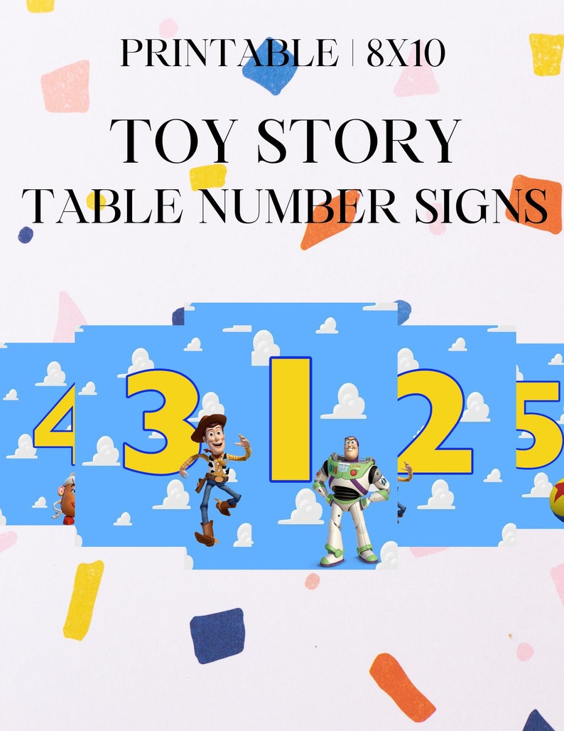 Toy Story 'it's A Boy Story' Baby Shower Table Number Signs, Baby ...