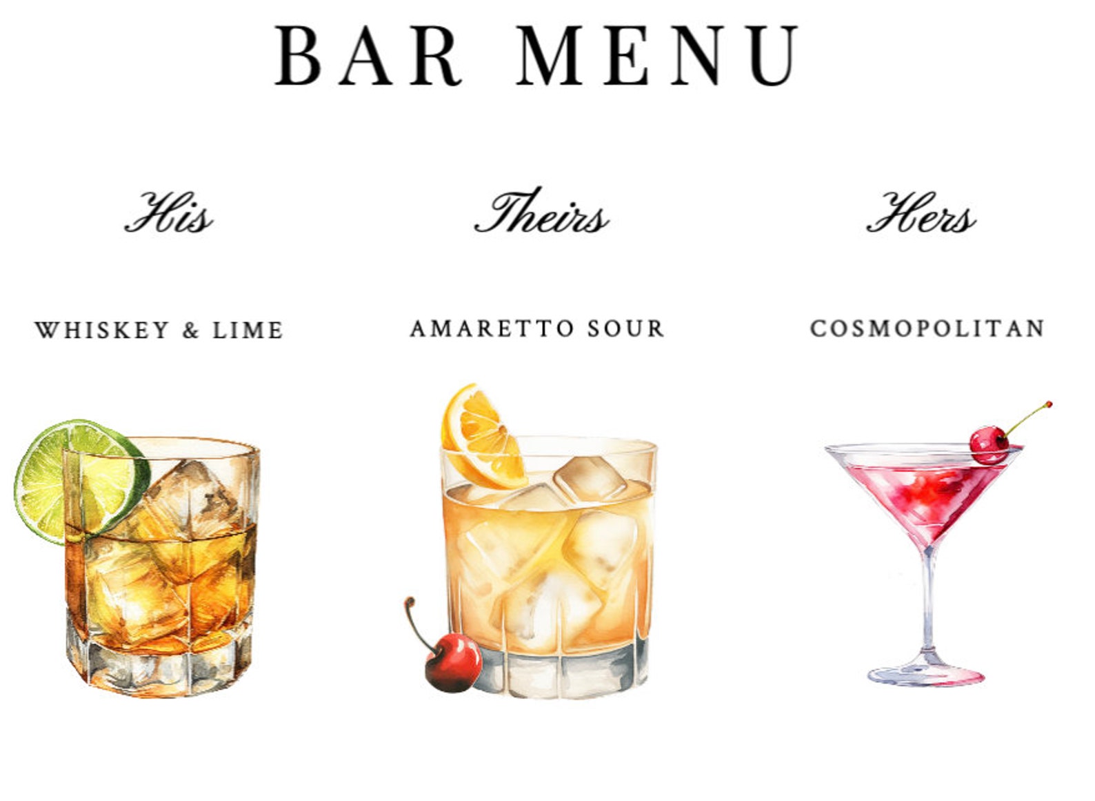 Modern Simplistic Bar Menu Template - Self-editable Template - Wedding ...