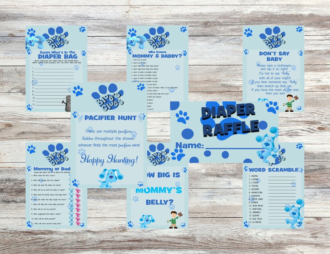 Blue's Clues Baby Shower Games - Boy Baby Shower - ALL 8 GAMES! - Etsy