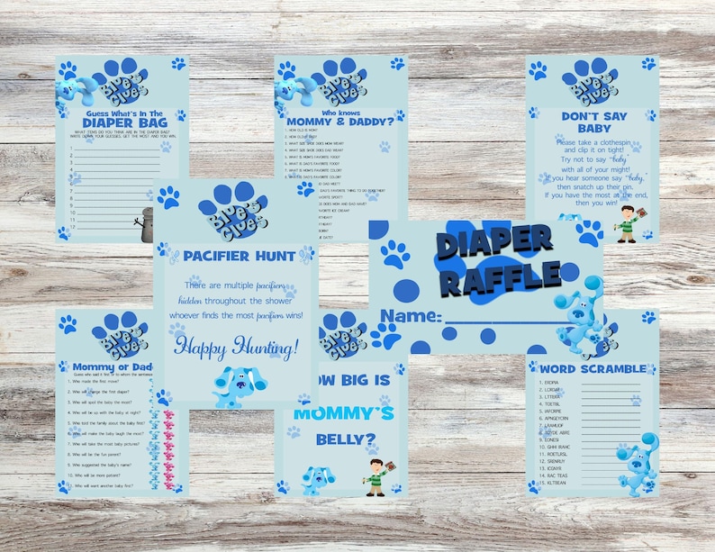 Blue's Clues Baby Shower Games - Boy Baby Shower - ALL 8 GAMES! - Etsy