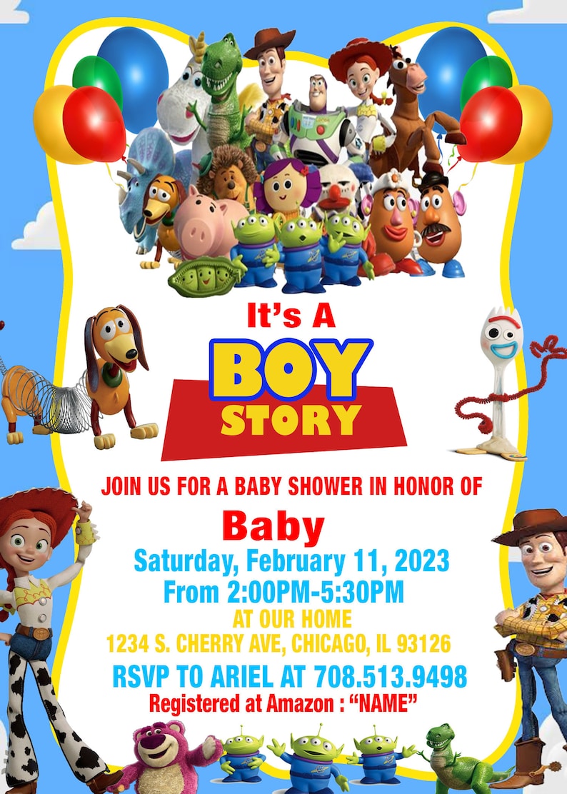 Toy Story Baby Shower Invitation - Toy Story Baby Shower Party Invite ...