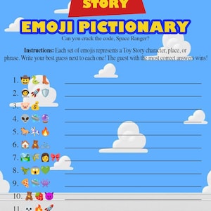 Toy Story Baby Shower - It's A Boy Story - Toy Story Emoji Pictionary ...