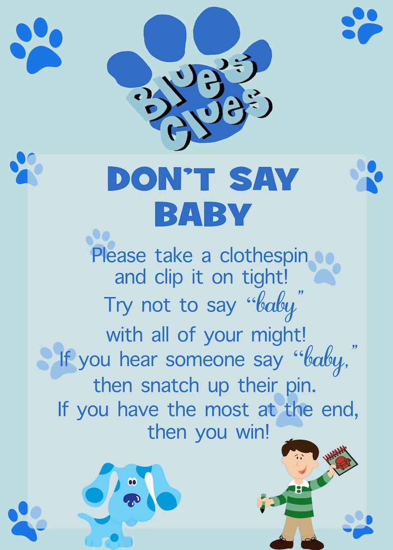 Blue's Clues Baby Shower Games - Boy Baby Shower - ALL 8 GAMES! - Etsy