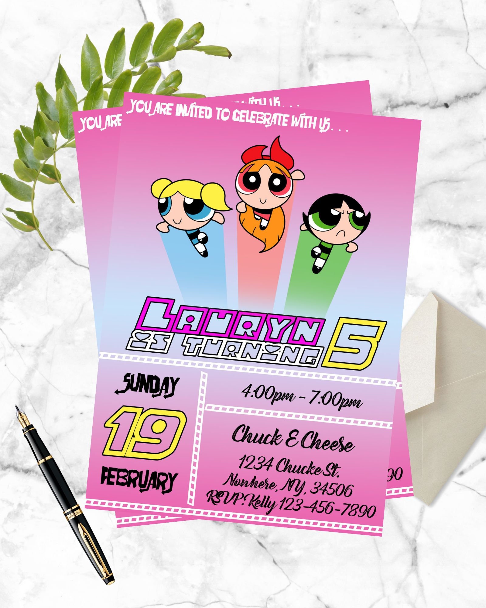 Powerpuff Girls Party Invite - Etsy