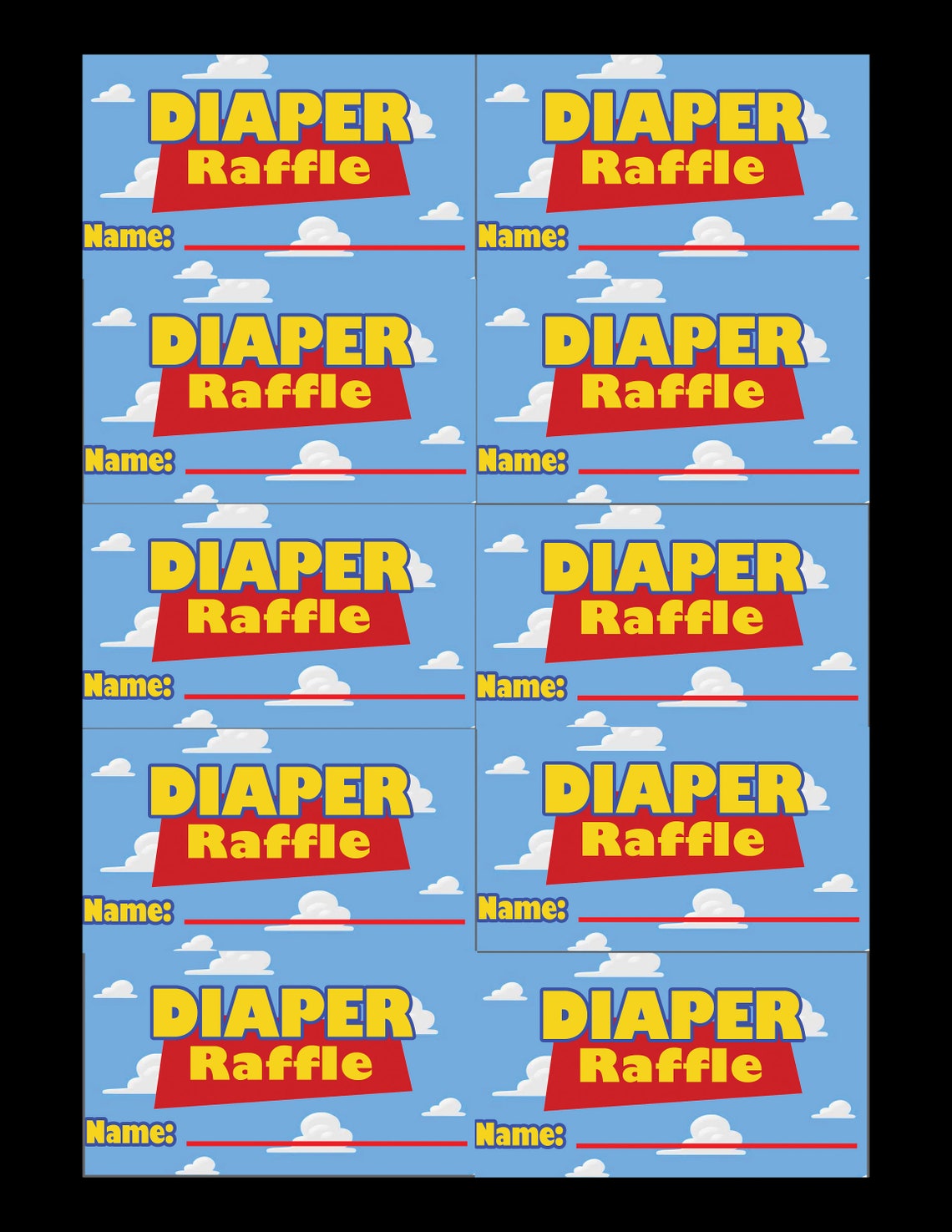 Diaper Raffle - Toy Story Baby Shower - Its a Boy Story - Baby Shower ...