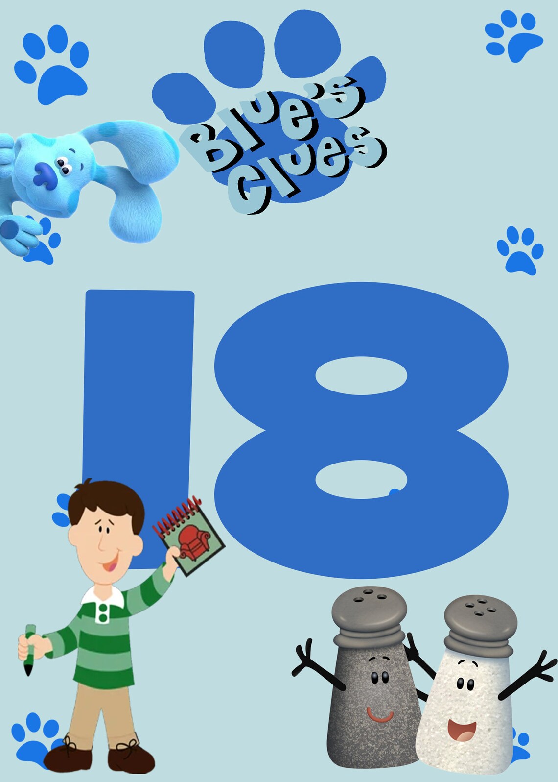 Blue's Clues Baby Shower Table Number Signs, Baby Shower Table ...