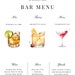 Modern Simplistic Bar Menu Template - Self-editable Template - Wedding ...