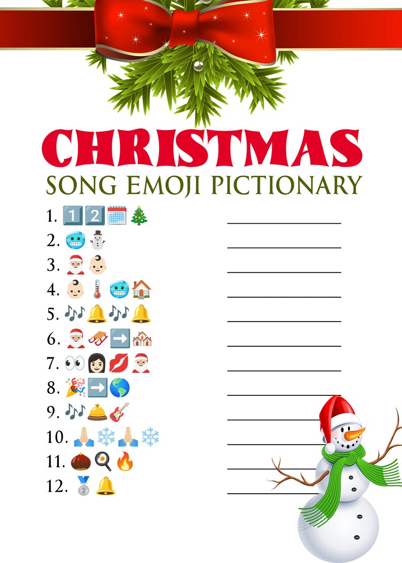 Christmas Song Emoji Pictionary Game - Xmas Family Games - Friendsmas ...