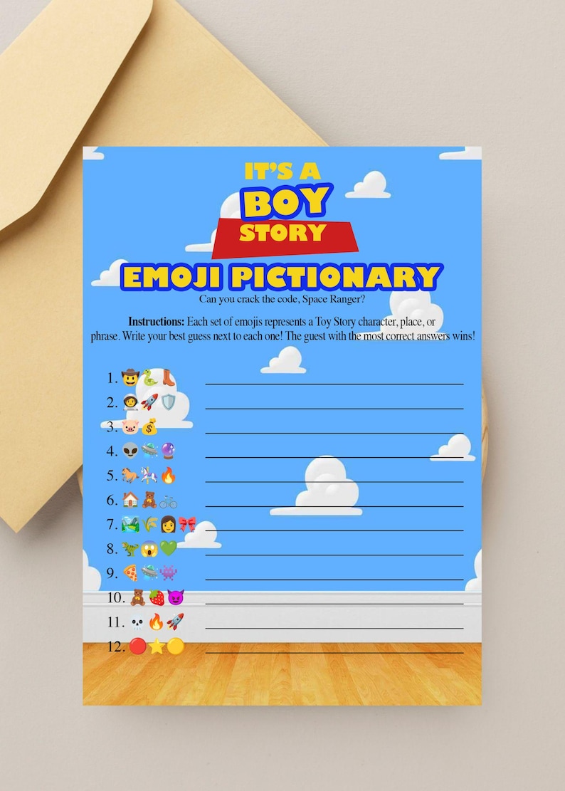 Toy Story Baby Shower - It's A Boy Story - Toy Story Emoji Pictionary ...