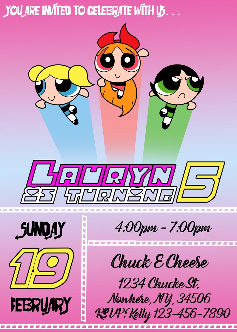 Powerpuff Girls Party Invite - Etsy