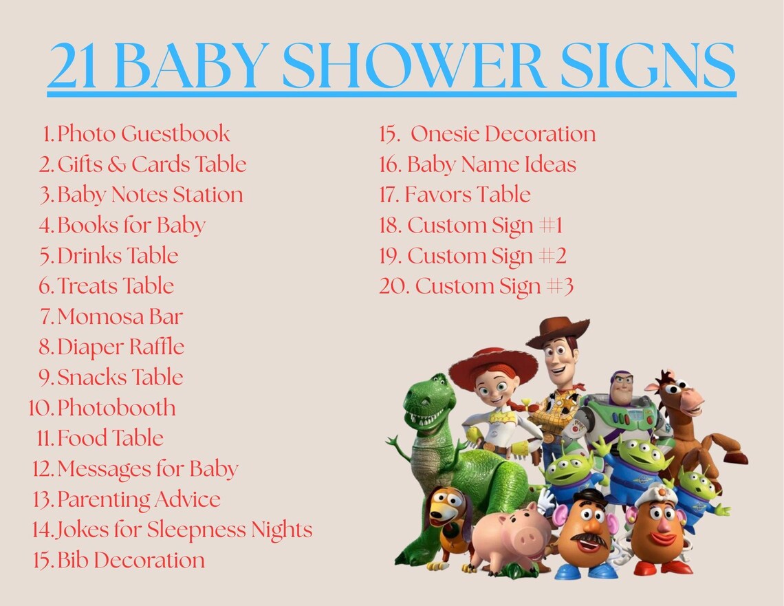 It’s a Boy Story Baby Shower Signs – 21 Printable Signs – Self-editable ...