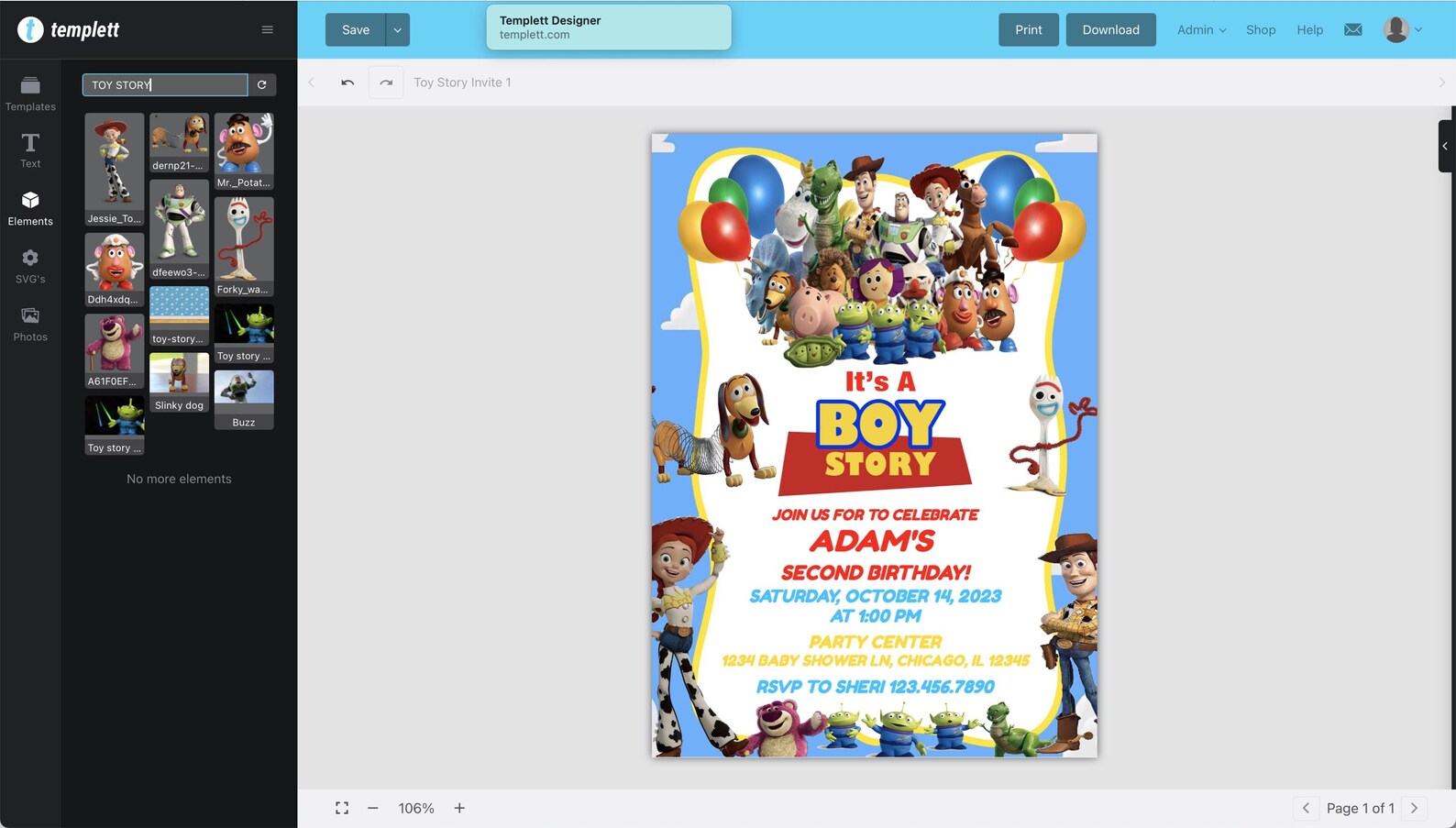 Toy Story Party Invitation - Boy Story Party Party Evite - It's A Boy ...