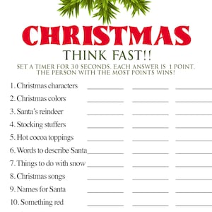 Christmas Think Fast Game - Christmas Family Games - Friendsmas Games ...