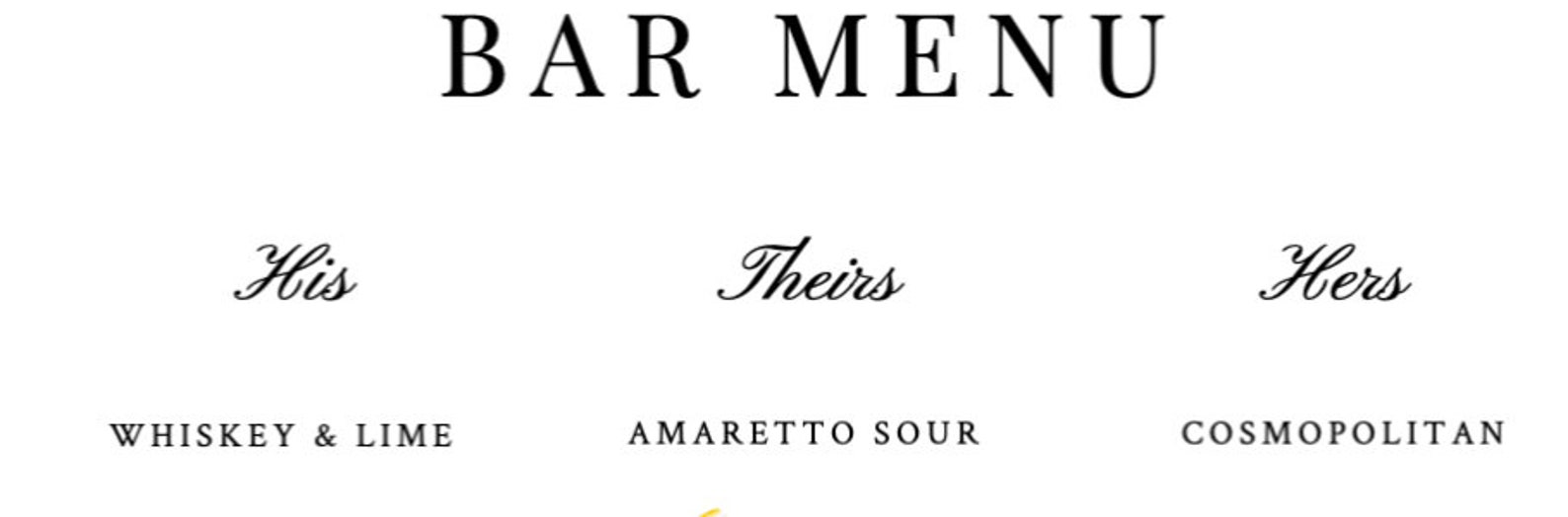 Modern Simplistic Bar Menu Template - Self-editable Template - Wedding ...