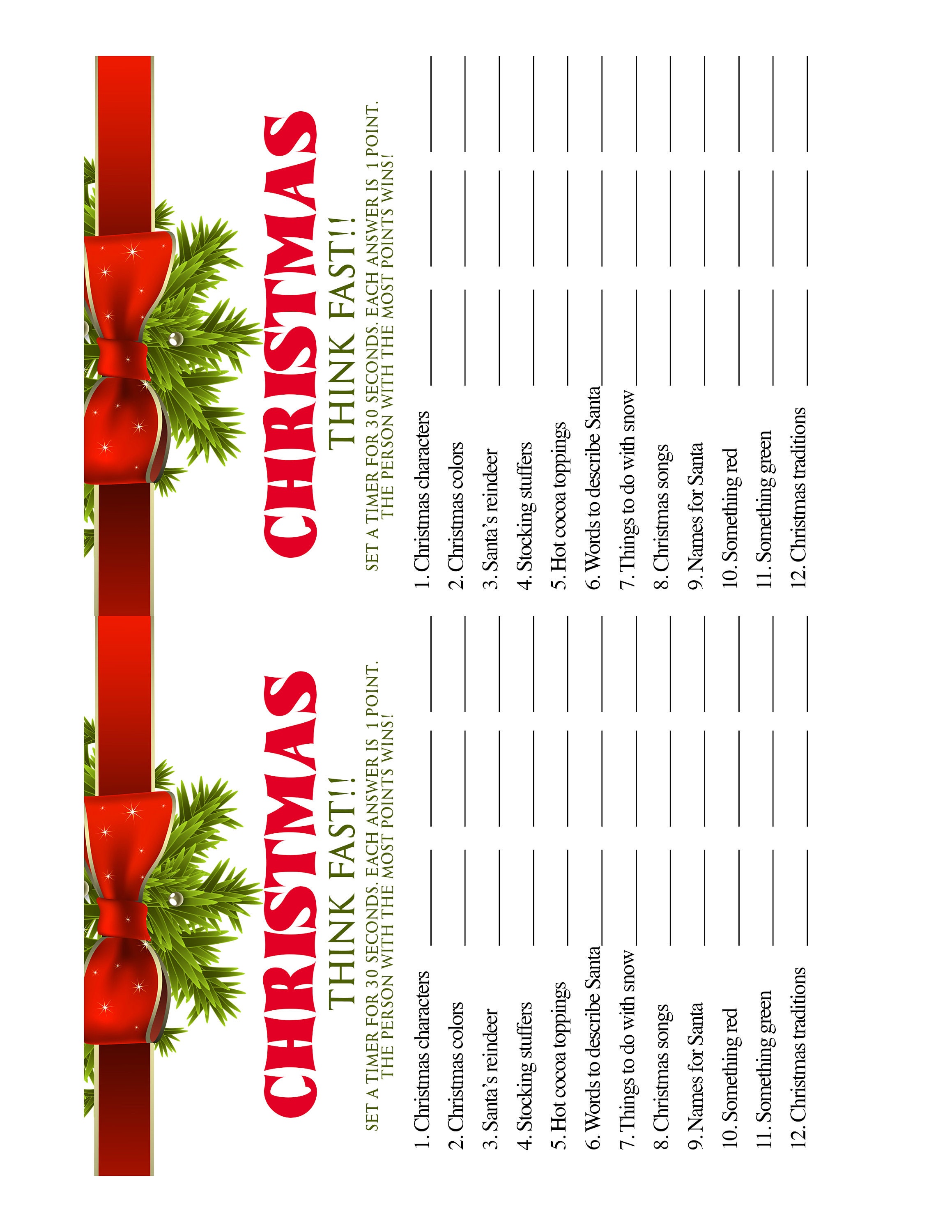 Christmas Think Fast Game - Christmas Family Games - Friendsmas Games ...