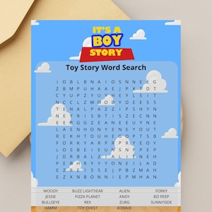 Toy Story Baby Shower - It's A Boy Story - Word Search - Toy Story Word ...