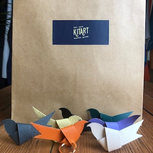 Birdy Keychain Leather Handmade, Customized Name, Origami Shape - Etsy