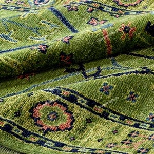 Hand-knotted Green Wool Oriental Rug: Traditional Floral & Geometric ...