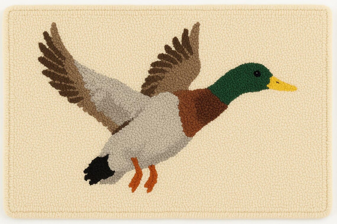 Tufted Wool Rug: Flying Duck Design, Cabin-lodge Decoration - Etsy
