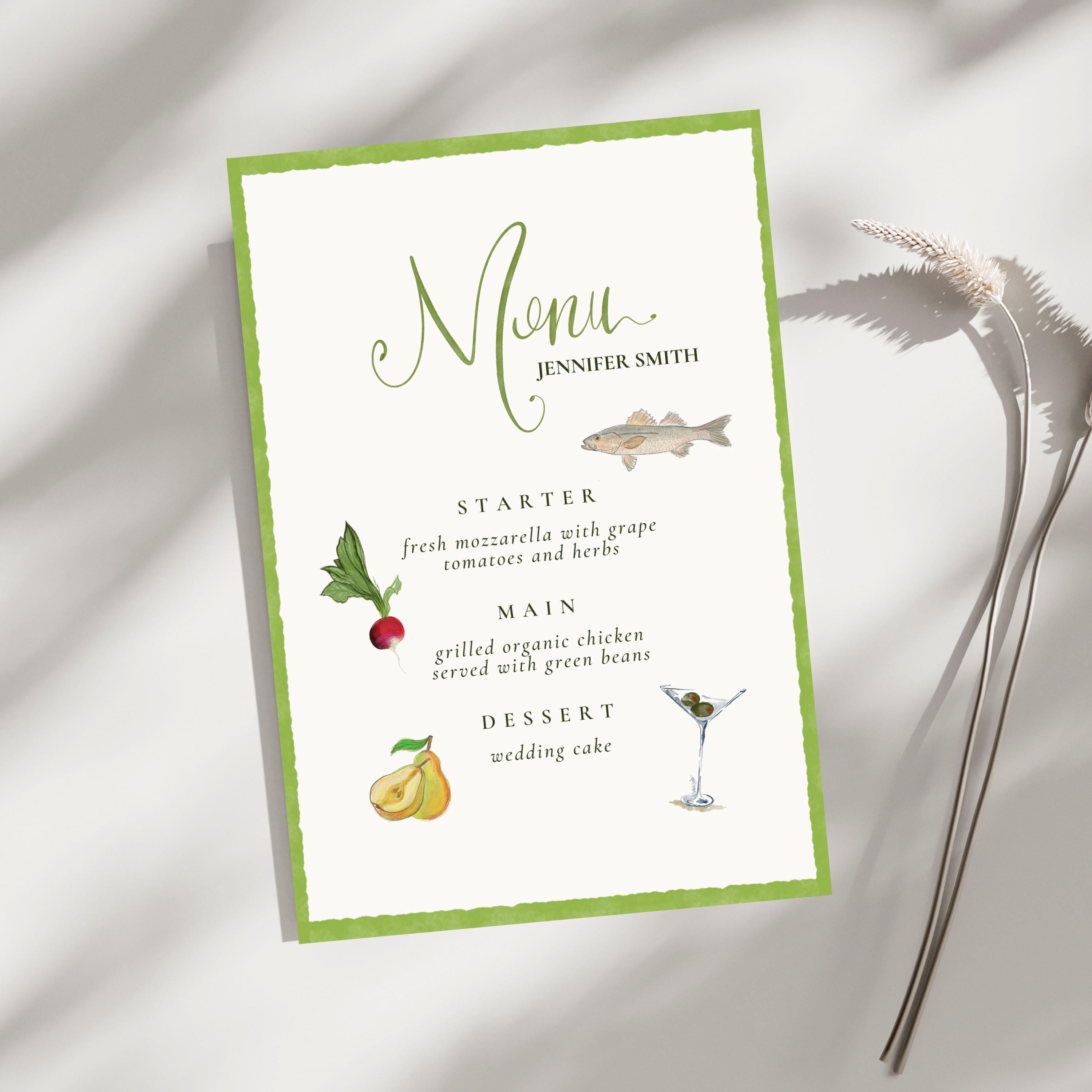 Luxury Food and Beverage Theme Dinner Menu Card, Custom Event Menu ...