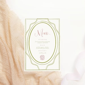 Mother of Pearl Dinner Menu Card Canva Template, Editable Wedding Menu ...