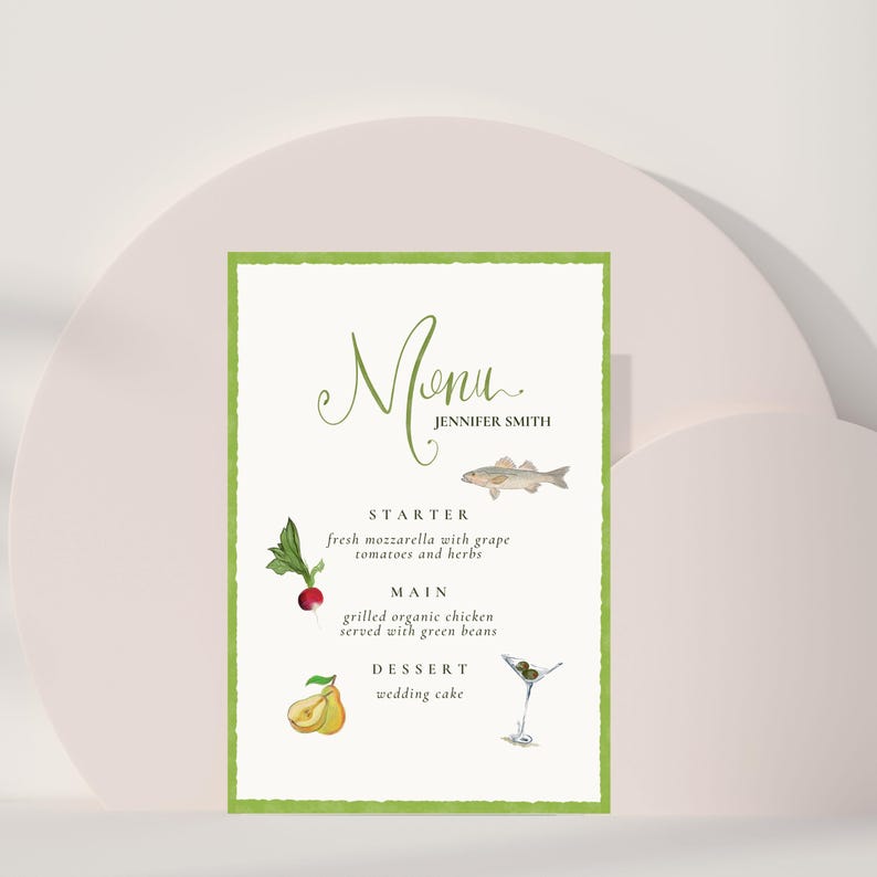 Luxury Food and Beverage Theme Dinner Menu Card, Custom Event Menu ...