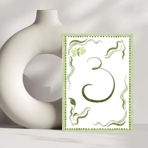 Green Wedding Table Numbers Canva Template, Hand Painted Reception ...