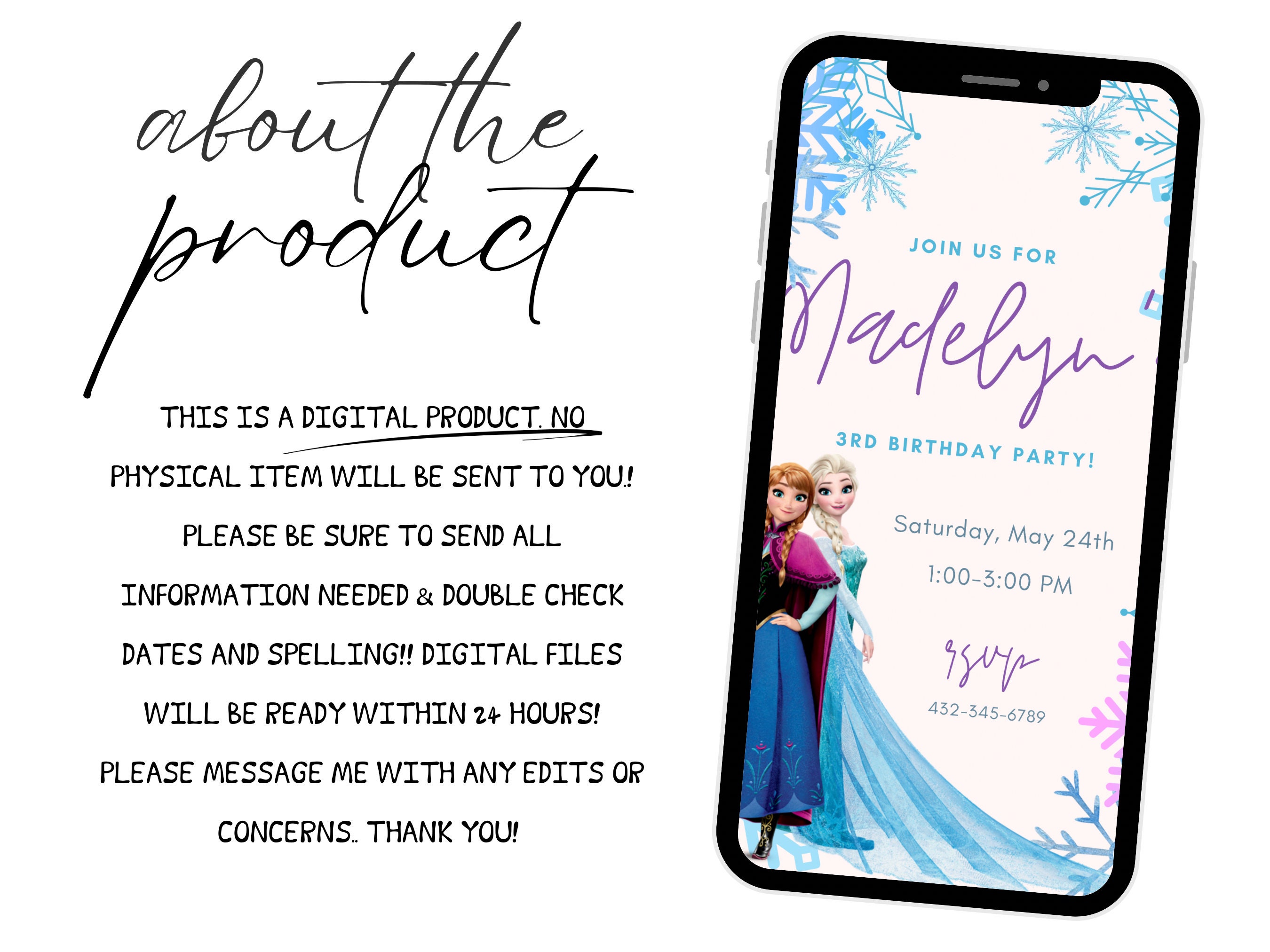 Frozen Birthday Digital Invitation Princess Birthday Invitation Disneys ...
