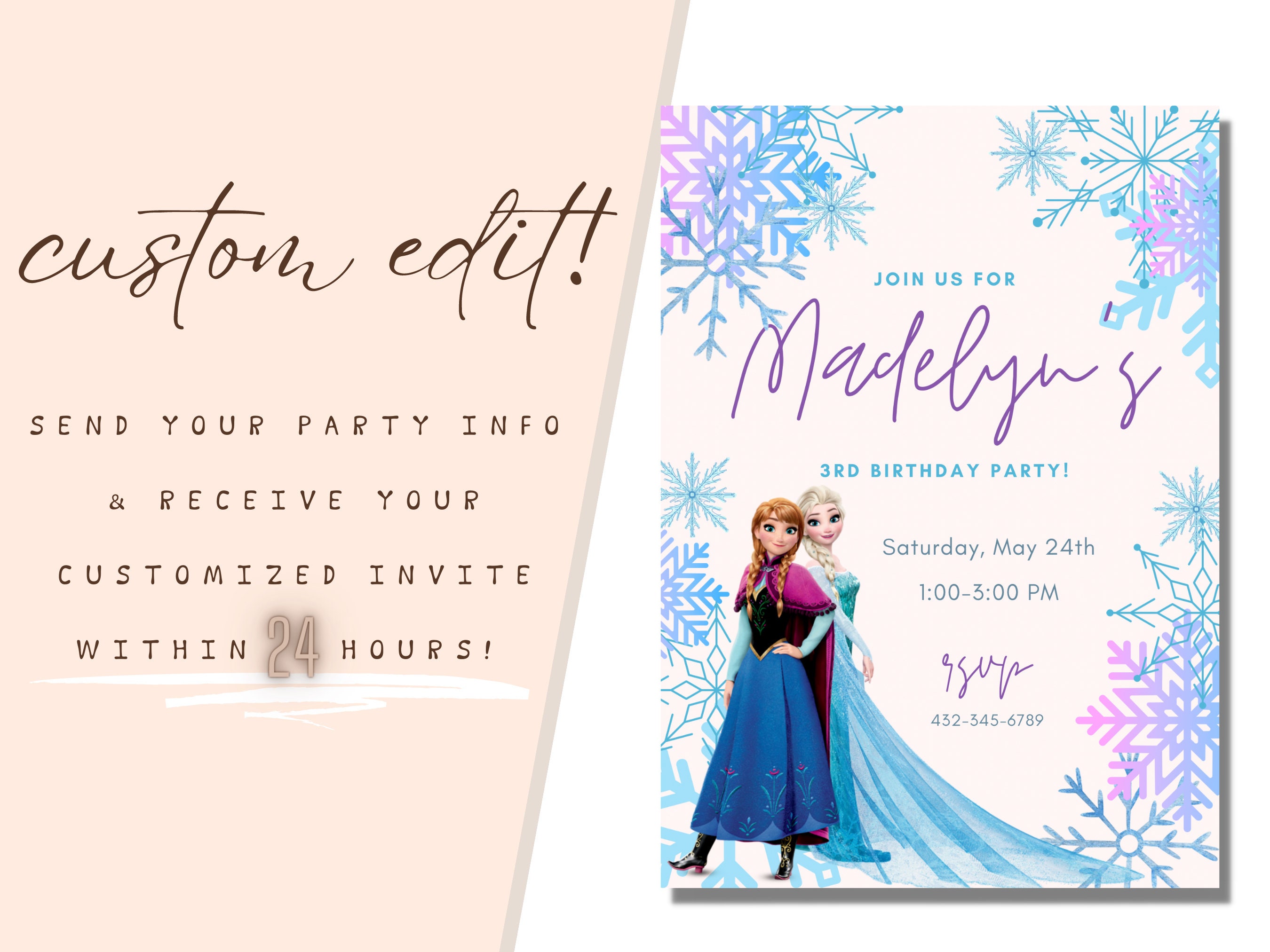 Frozen Birthday Digital Invitation Princess Birthday Invitation Disneys ...