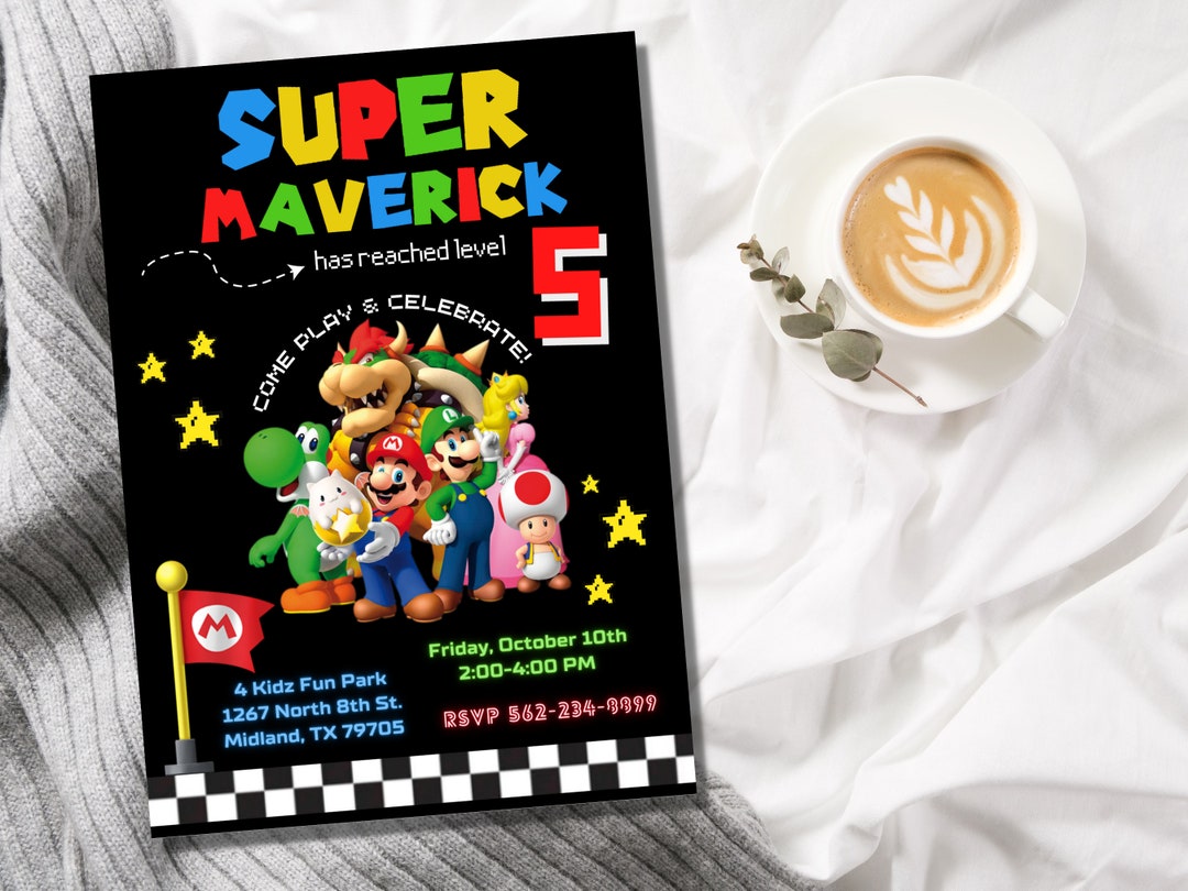 Mario Invitation Super Mario Brothers Digital Download - Etsy
