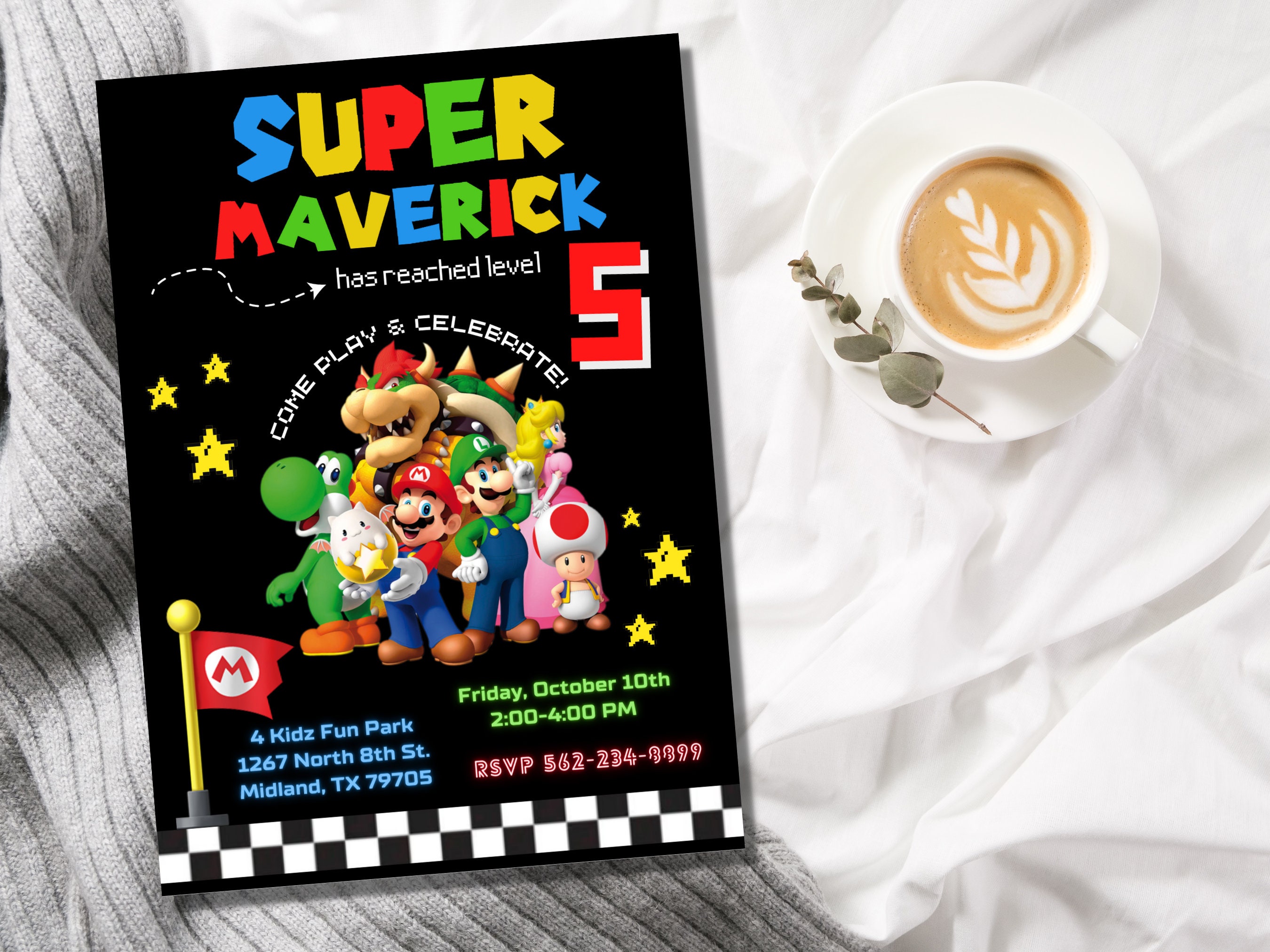 Mario Invitation Super Mario Brothers Digital Download - Etsy