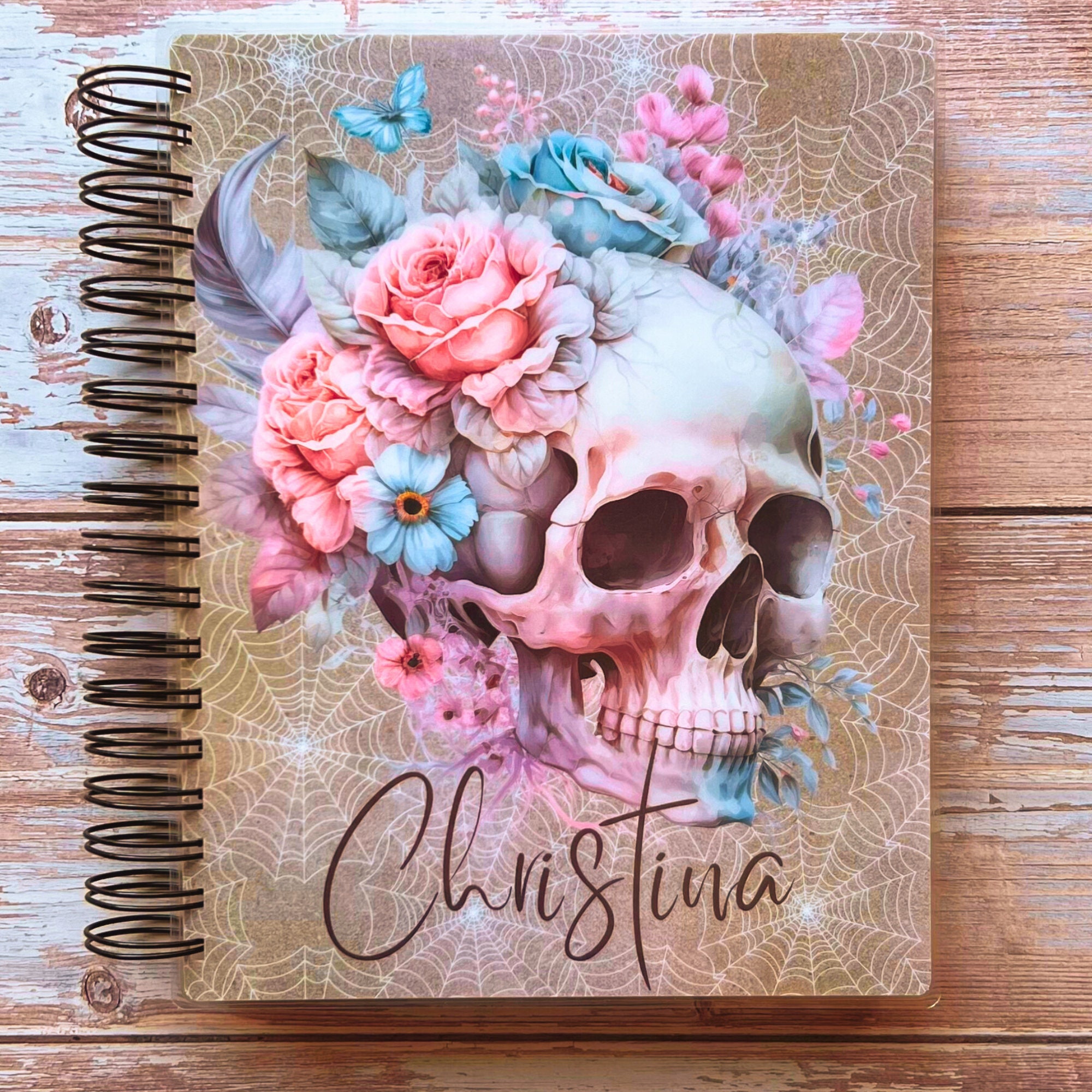 Custom Weekly Planner Gothic Floral Skull Choose Your Start Month 12 ...