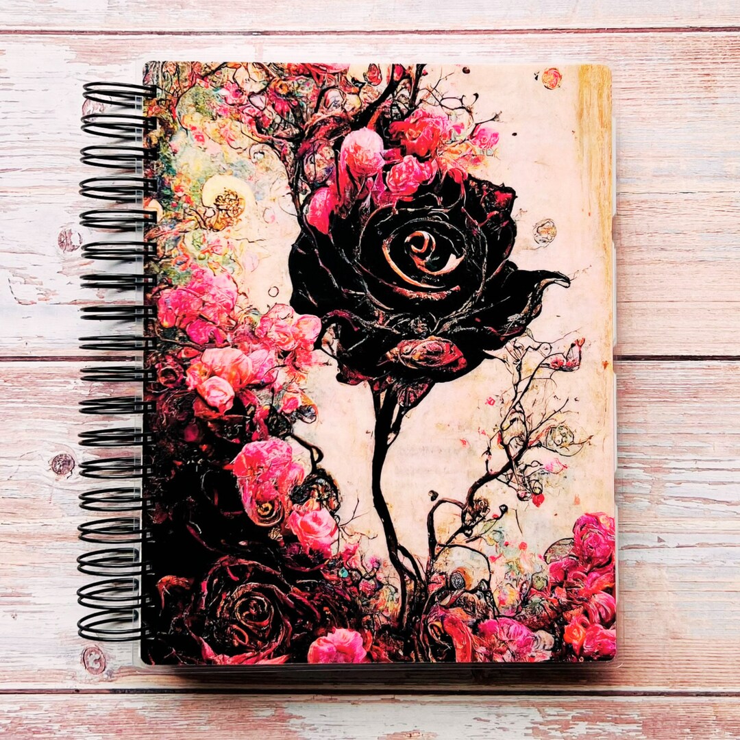 Custom Weekly Planner Gothic Black Rose Choose Your Start Month 12 ...