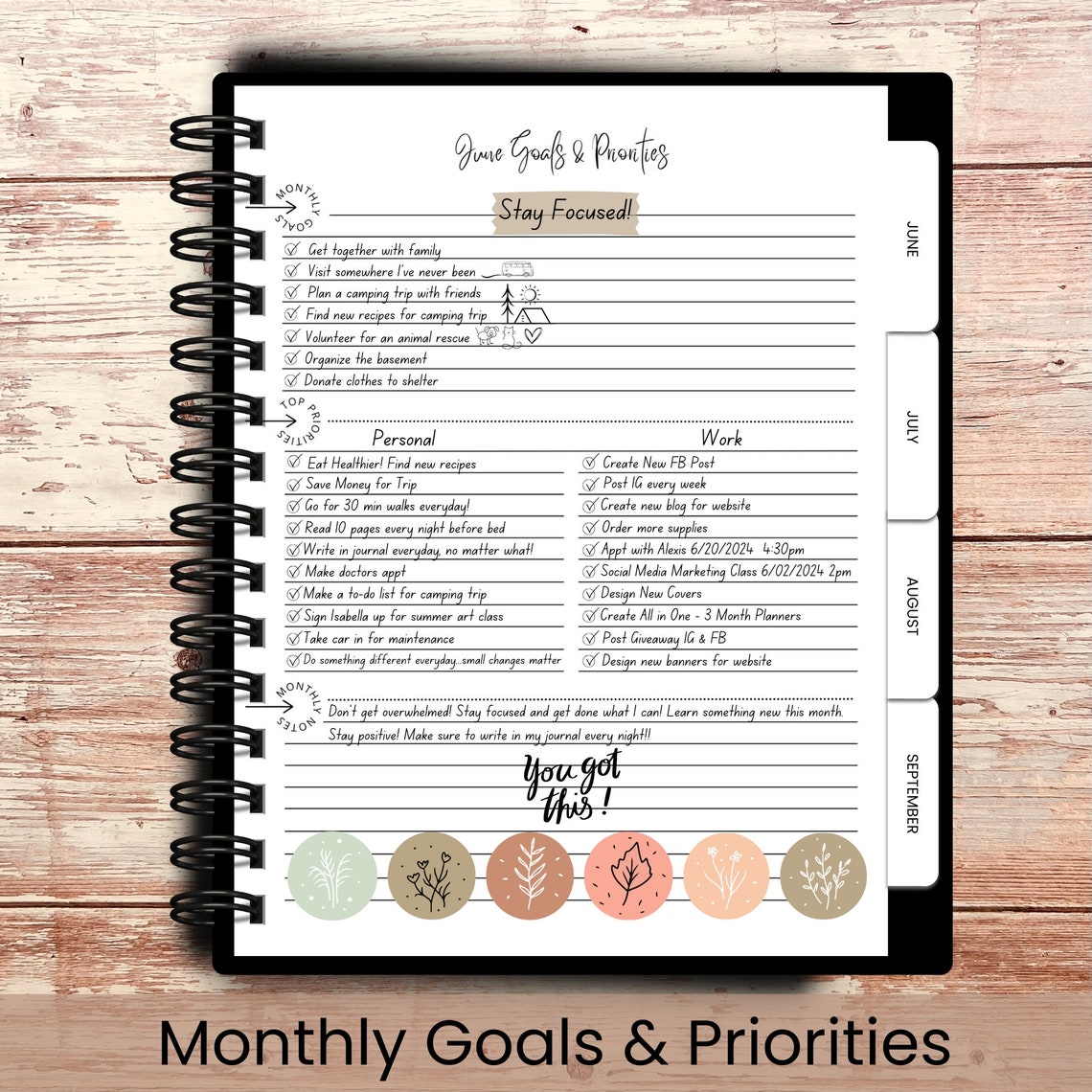 Custom Weekly Planner | Dog Love | Choose Your Start Month | 12 Month ...