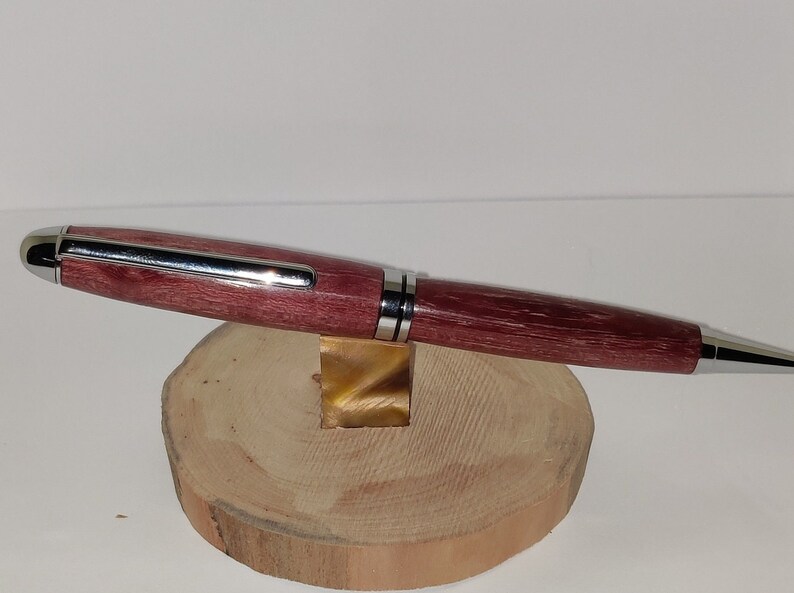 Hand Turned Euro Chrome Pen With Purple Heart, African Blackwood ...