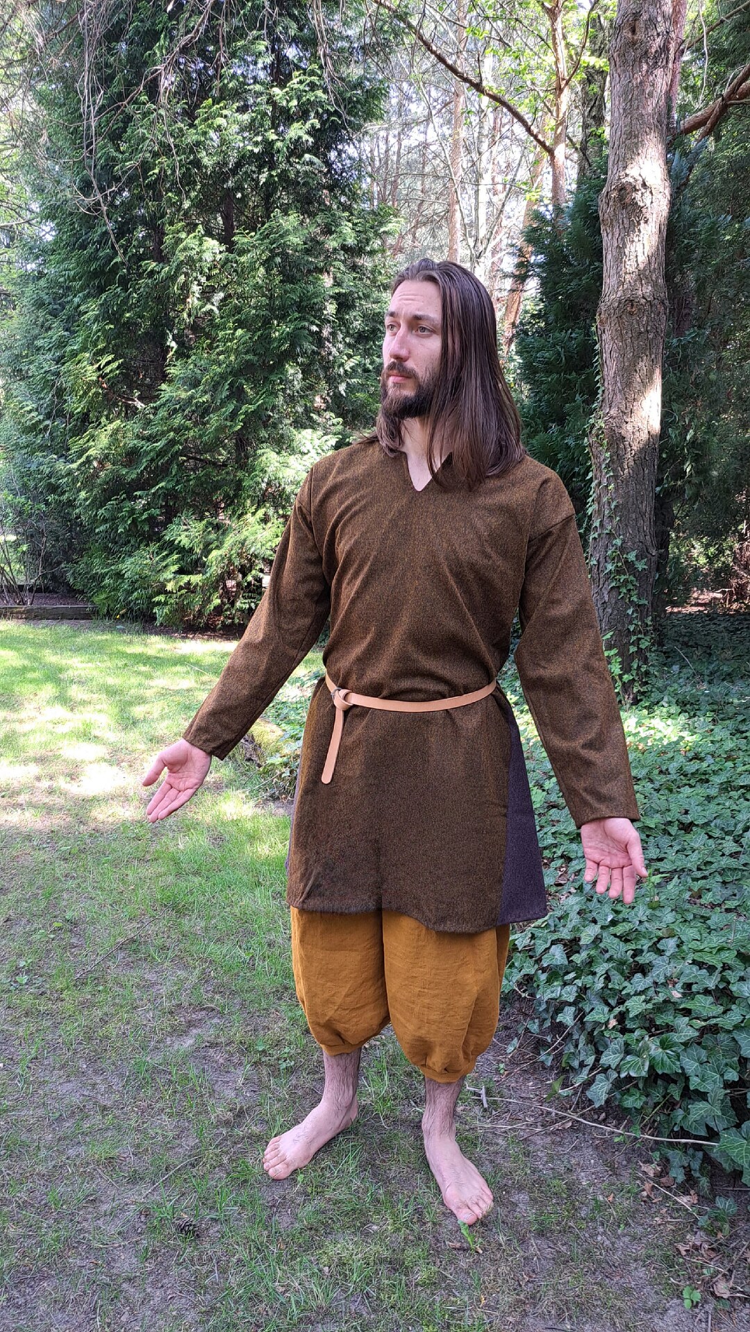 Medieval Woolen Tunic. Viking/slavic Tunic. Olive-brown Wool. Medieval ...
