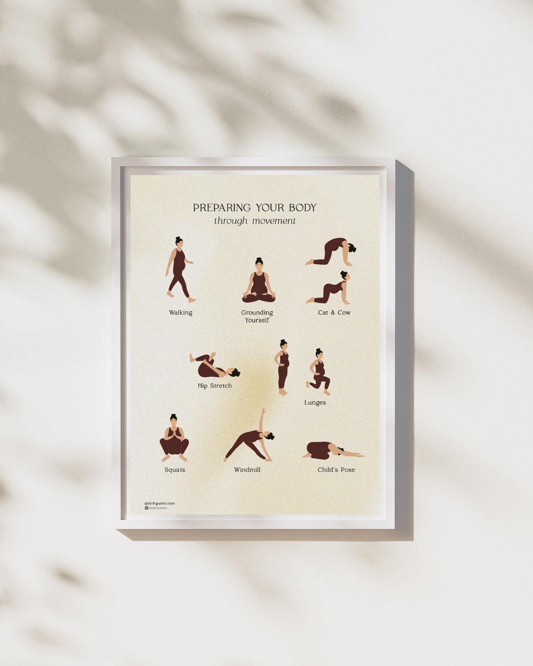 Prenatal Yoga Exercises Poster | Third Trimester Pregnancy | Birth ...