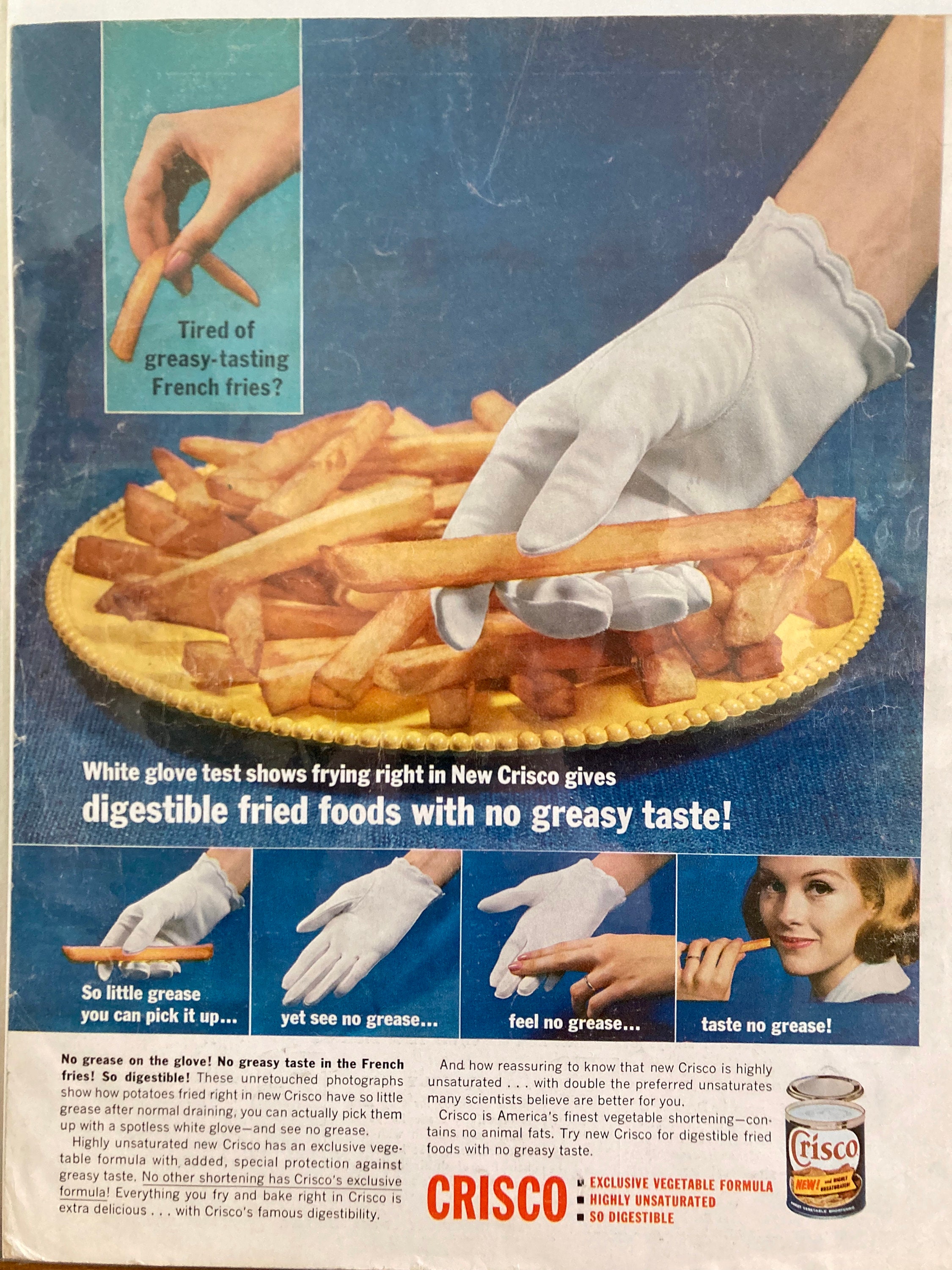 1963 Crisco Vegetable Shortening Ad | Vintage Crisco White Glove Test ...