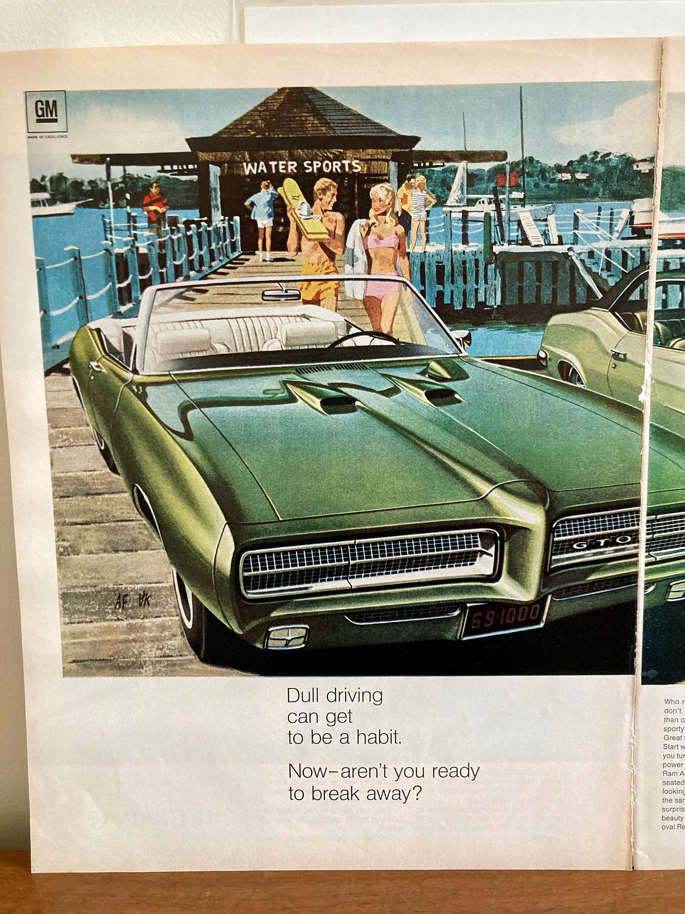 1968 Pontiac Firebird Pontiac GTO Rare Print Ad Vintage Wide Track ...