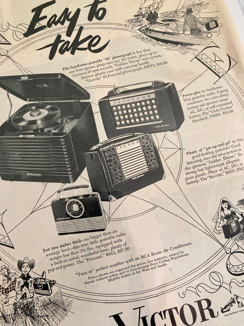 1952 RCA Victor Phonograph Radio Ad: Vintage Print Advertising - Etsy