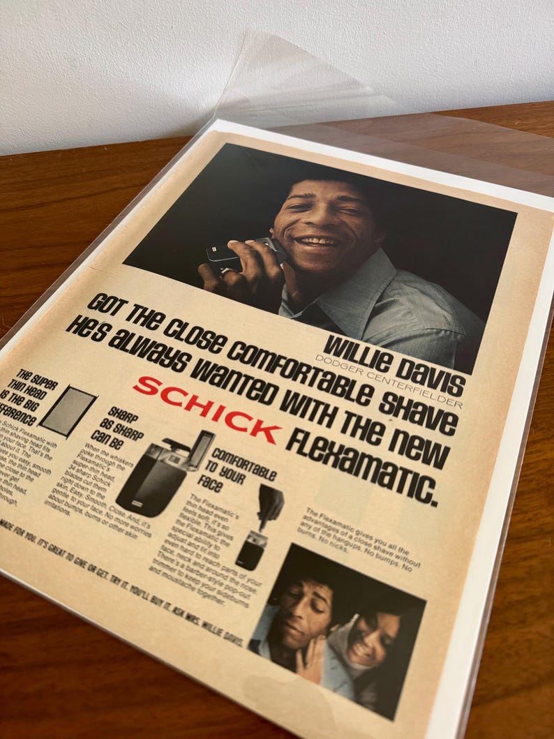 1972 Schick Flexamatic Razor Ad: Willie Davis, Ebony Magazine - Etsy