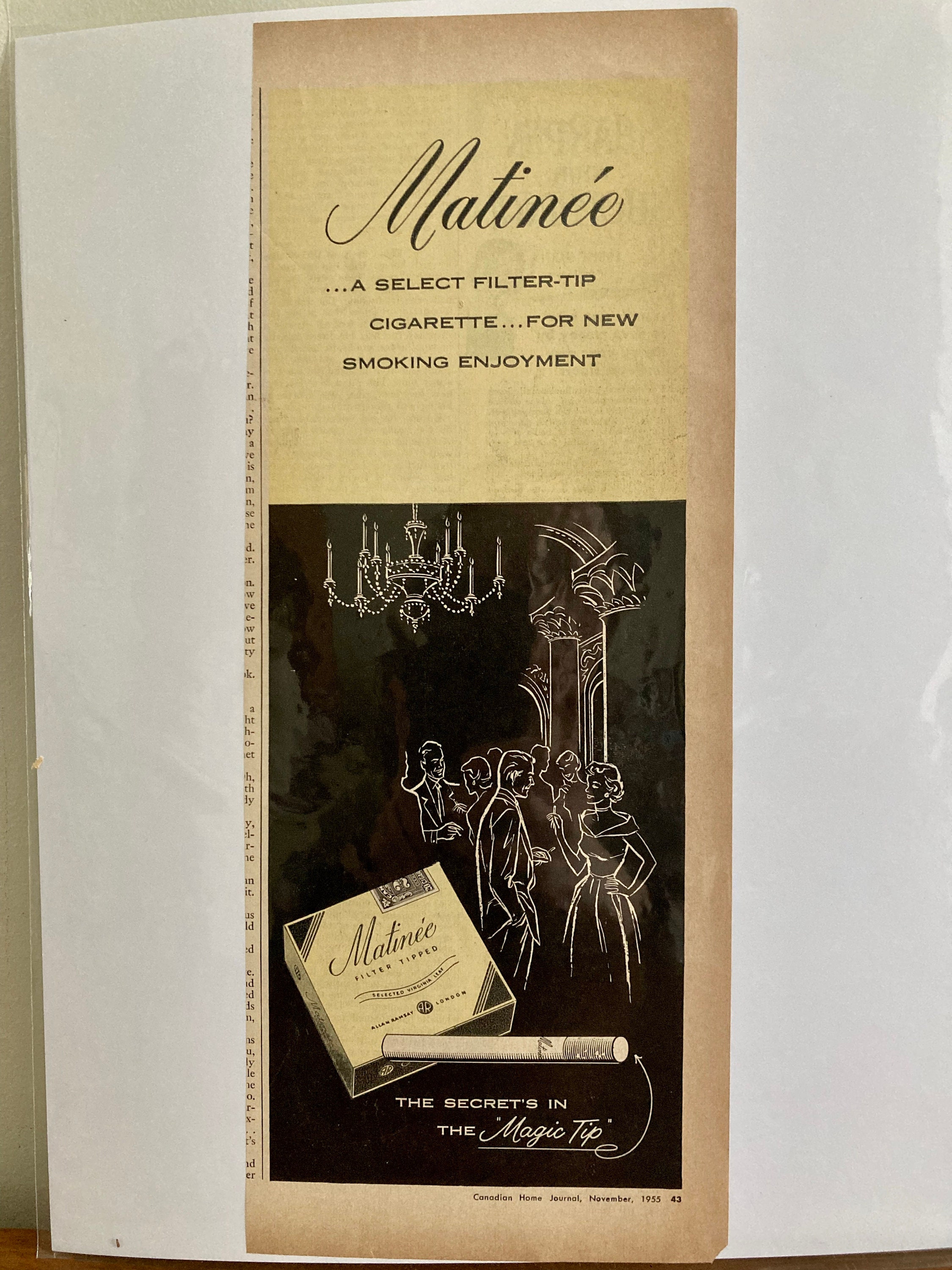 1955 Matinee Cigarettes Print Ad Vintage 'the Secret's in the Magic Tip ...