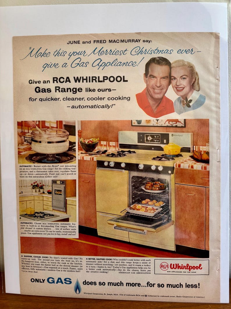1958 RCA Whirlpool Gas Range Ad: Retro Christmas Kitchen Print - Etsy