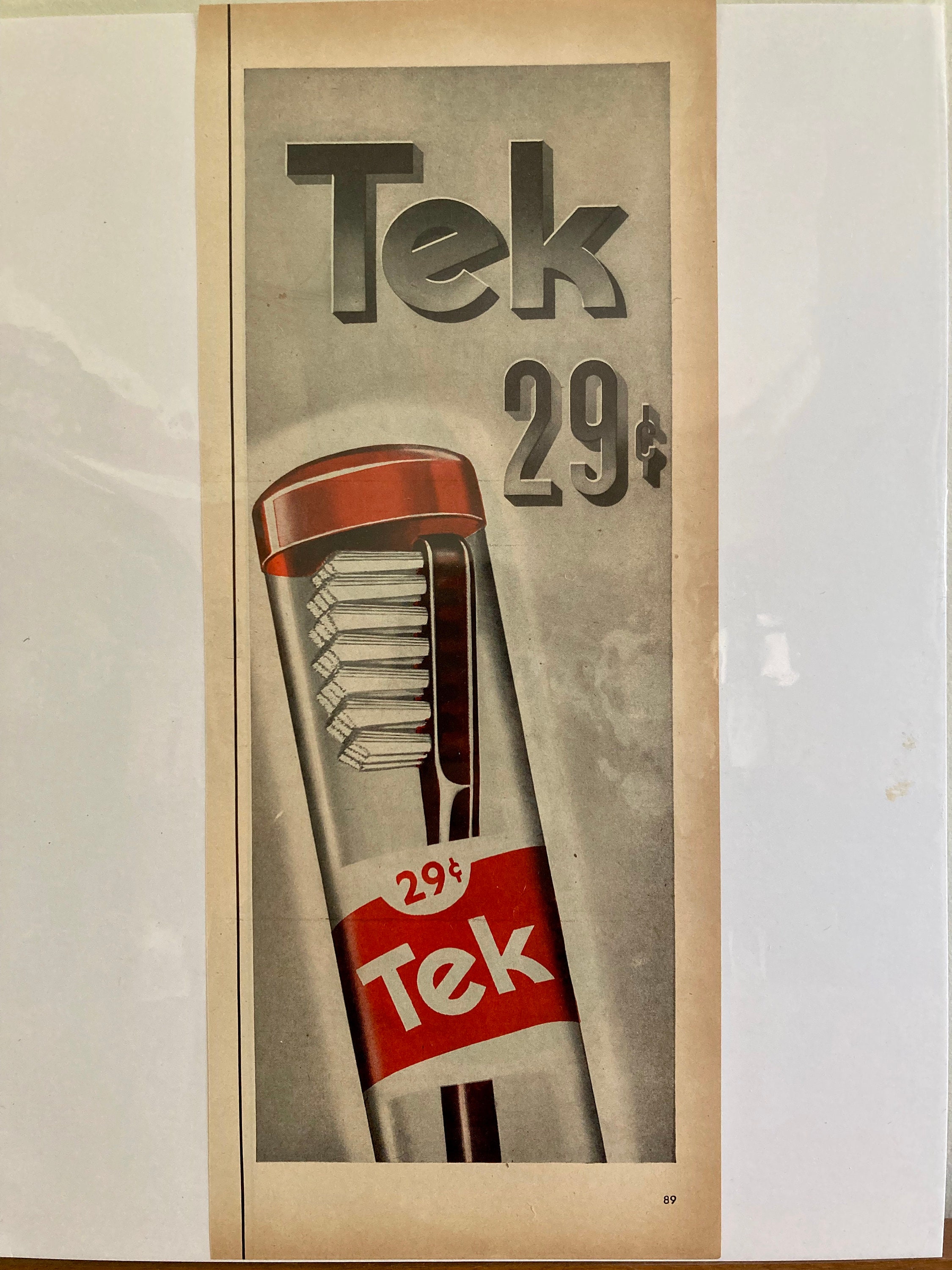 50s Tek Toothbrush Ad | Vintage Minimalist Print Advertisement | Retro ...