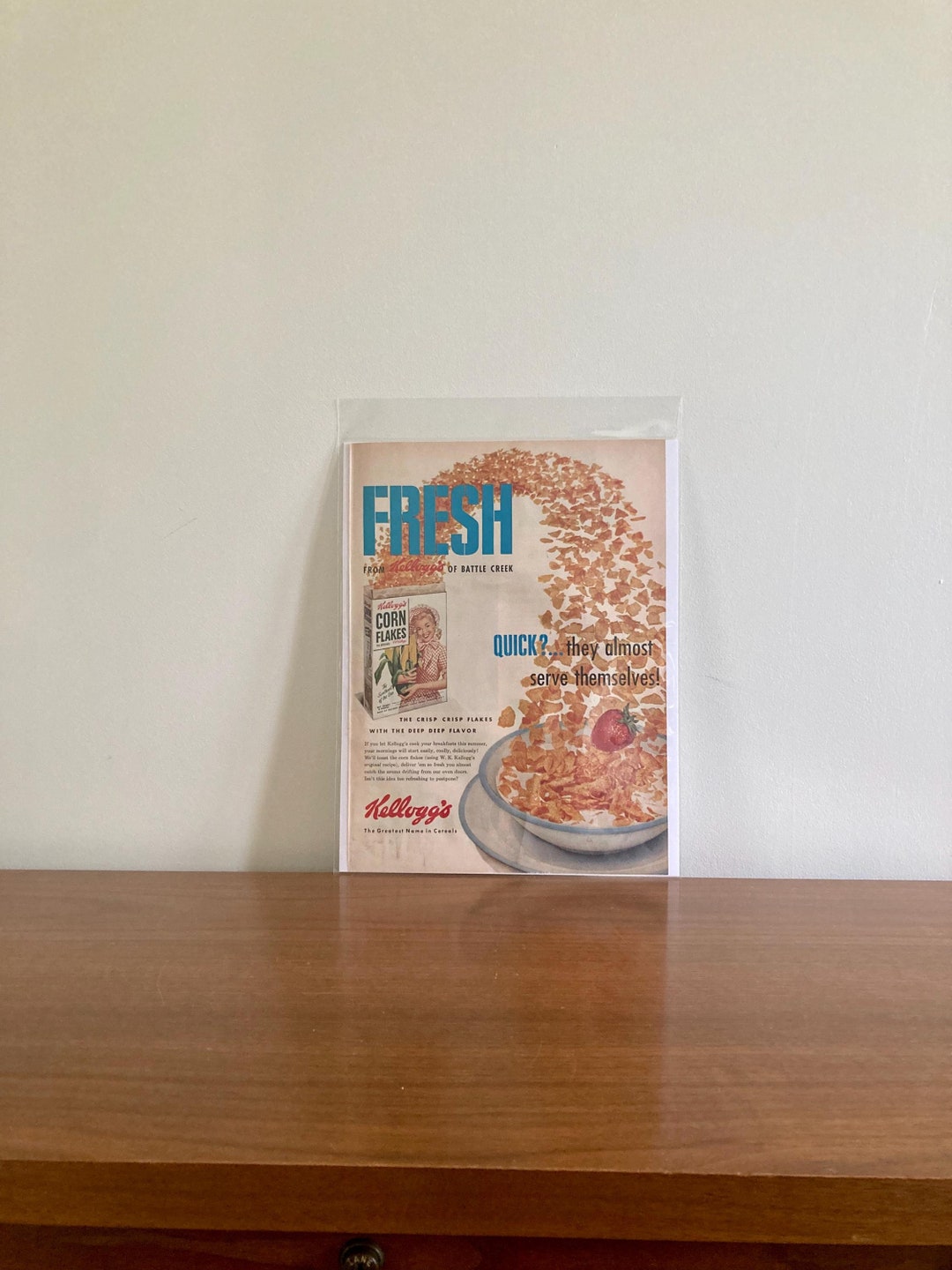 1953 Kellog's Corn Flakes Cereal Ad Vintage Kellog's Cereal Print Ad ...