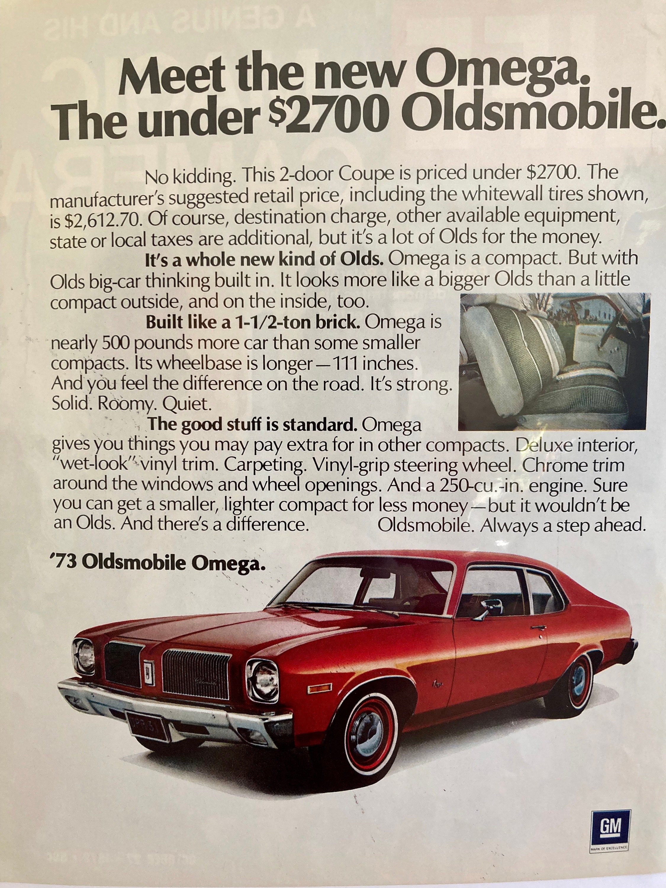 1973 Oldsmobile Omega Print Ad | 1972 GM Omega Launch Print Ad ...