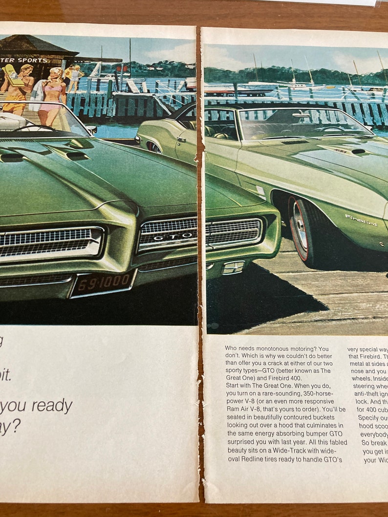 1968 Pontiac Firebird Pontiac GTO Rare Print Ad Vintage Wide Track ...