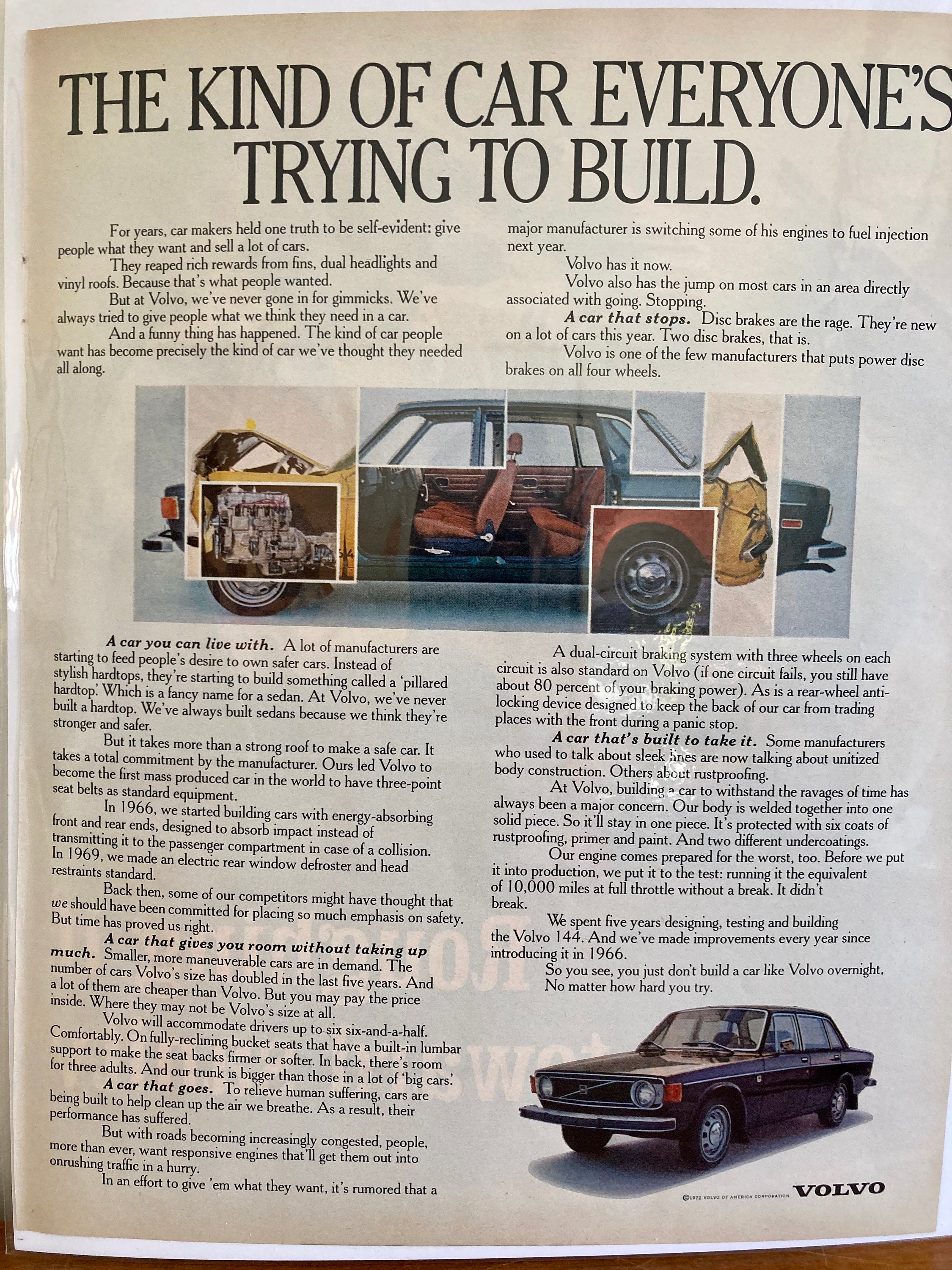 1972 Volvo 144 Print Ad 1972 Volvo 'the Kind of Car Everyone's Trying ...