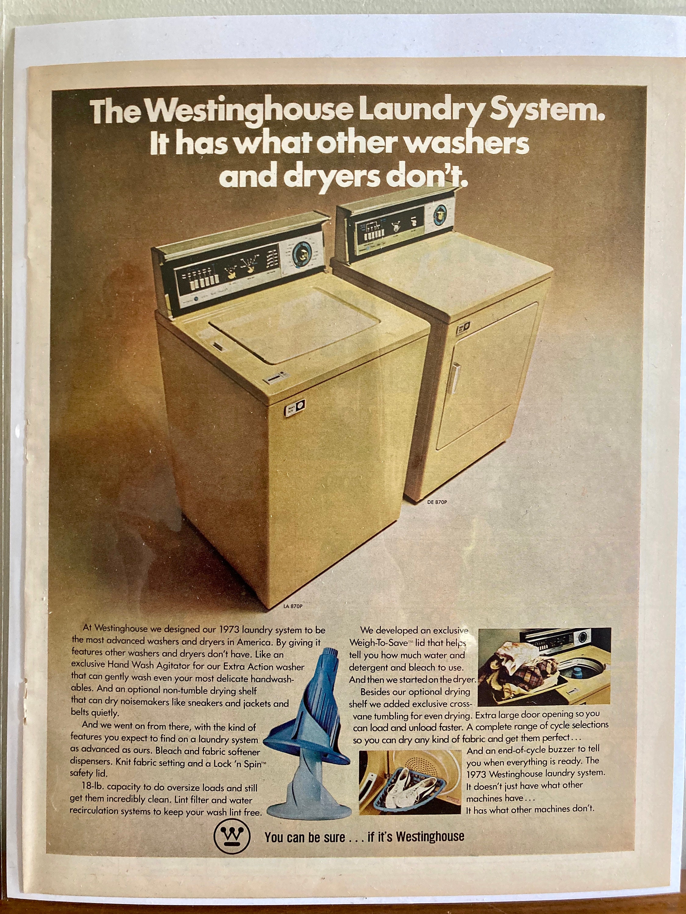 70s Westinghouse Washing Machine Ad Vintage Westinghouse - Etsy